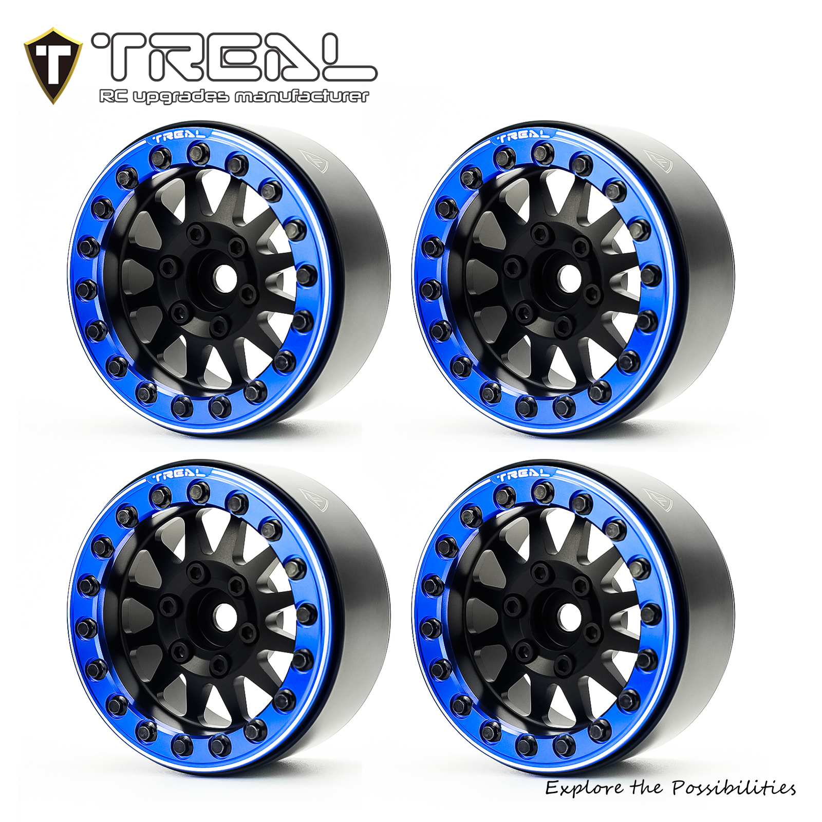 Treal 1.9 beadlock wheels (4P-Set) Alloy Crawler Wheels for 1:10 RC Scale