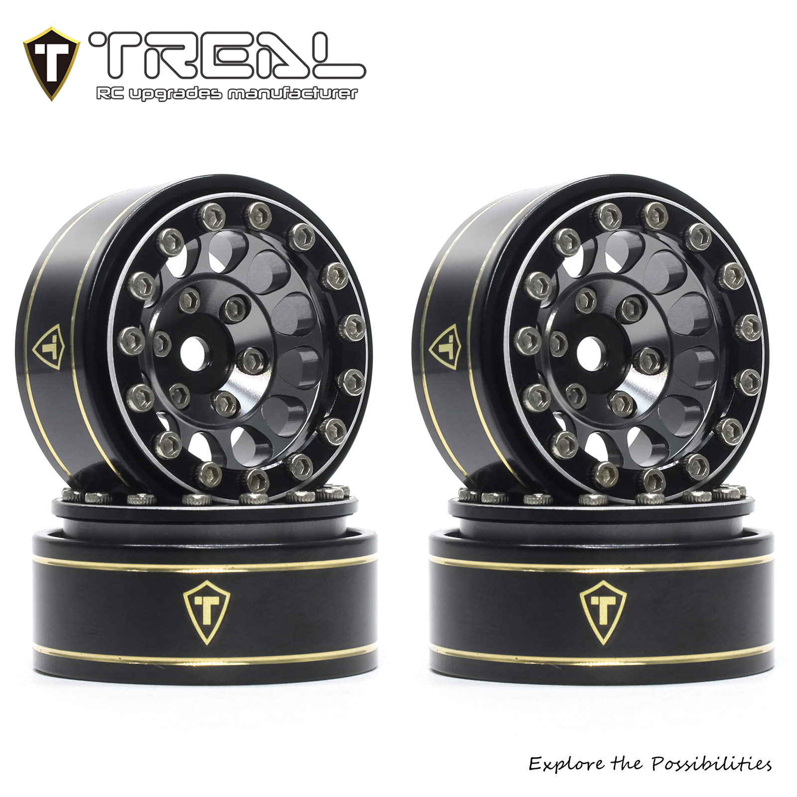 TREAL 1.0 Beadlock Wheels 12 Spokes Classic Rims (4P) for SCX24 AX24 ...