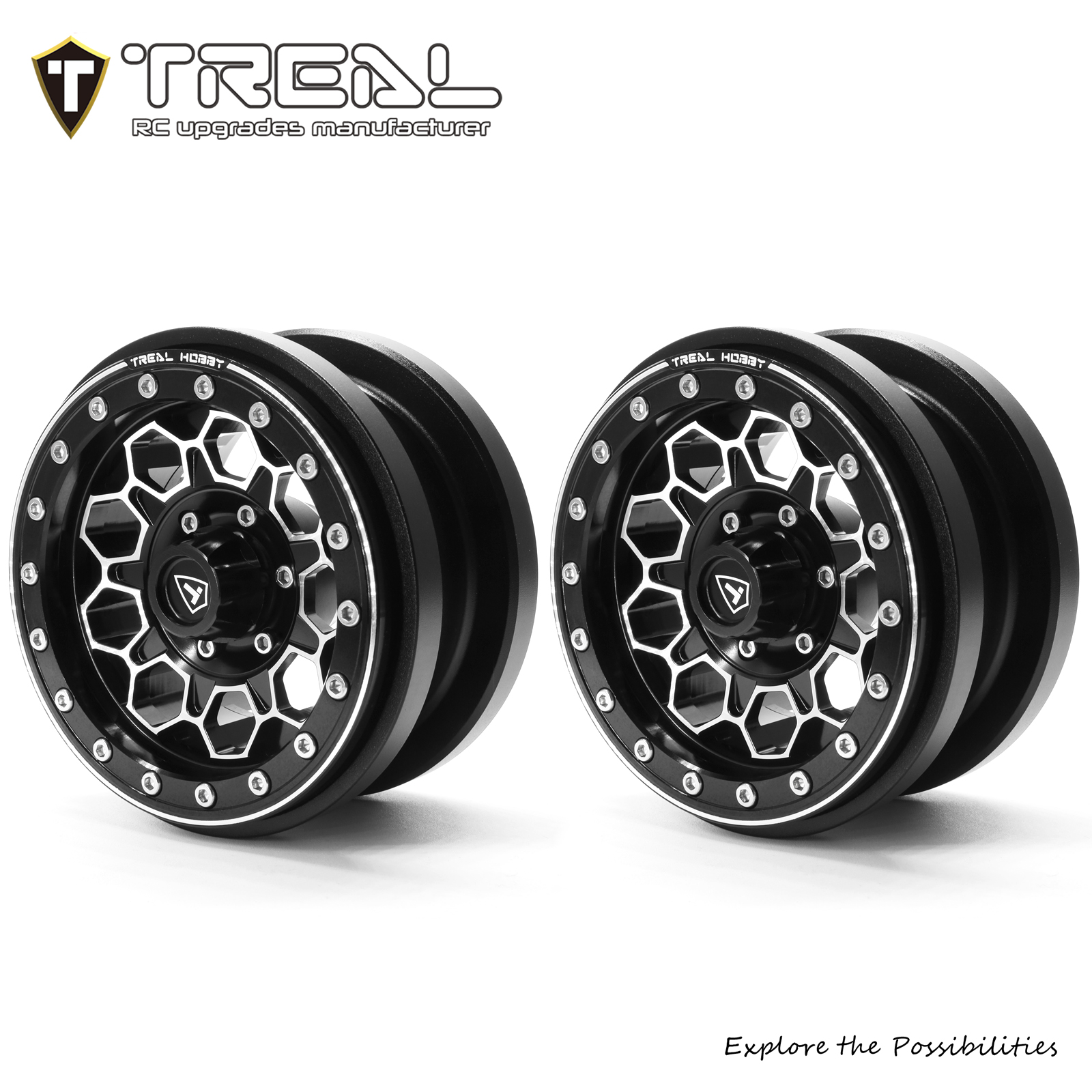 TREAL SCX6 Wheels 2.9'' Beadlock Wheels (2) CNC Machined SCX6 Upgrades ...