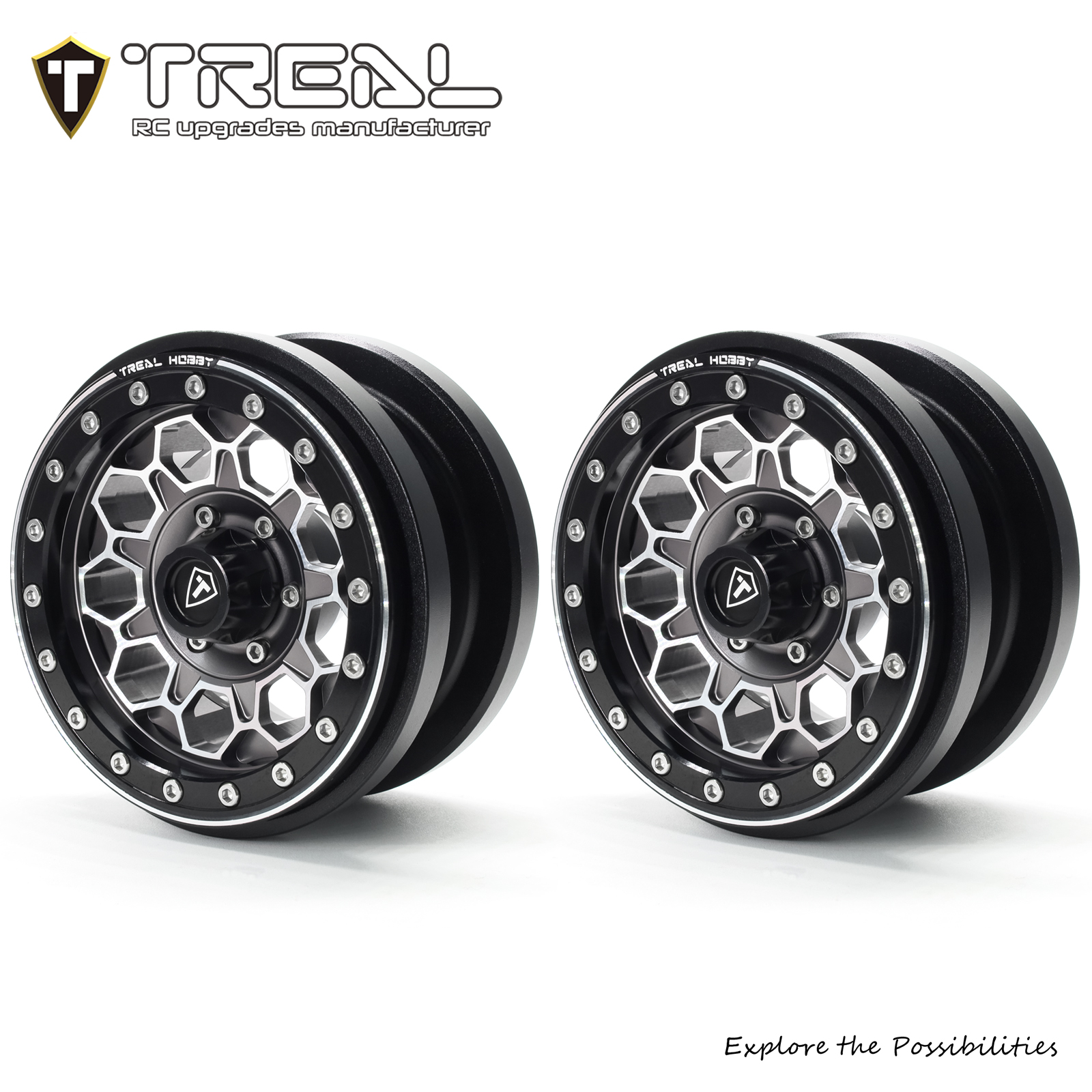 TREAL SCX6 Wheels 2.9'' Beadlock Wheels (2) CNC Machined SCX6 Upgrades ...
