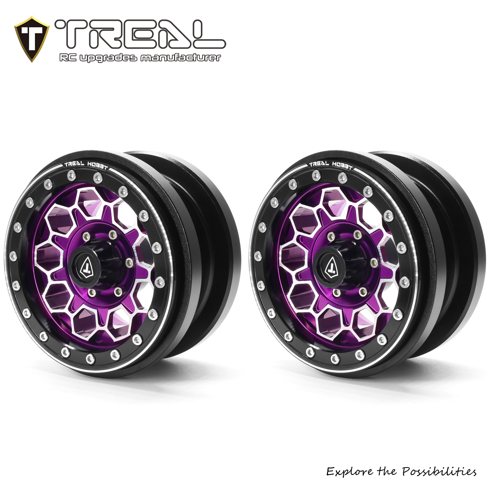 TREAL SCX6 Wheels 2.9'' Beadlock Wheels (2) CNC Machined SCX6 Upgrades ...