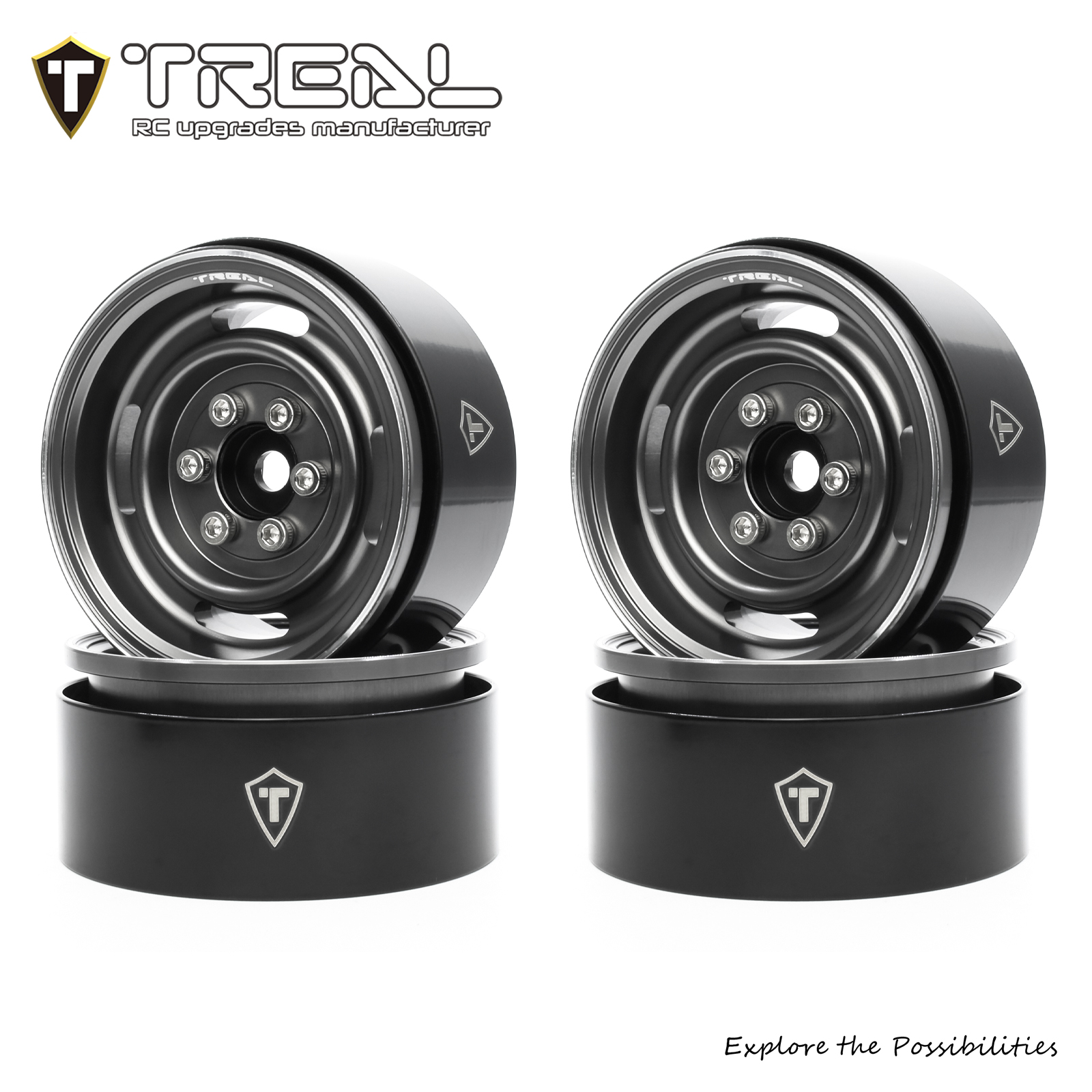 TREAL 1.9 Beadlock Wheel Rims Heavy Duty Vintage Style CNC 1.9 Inch ...