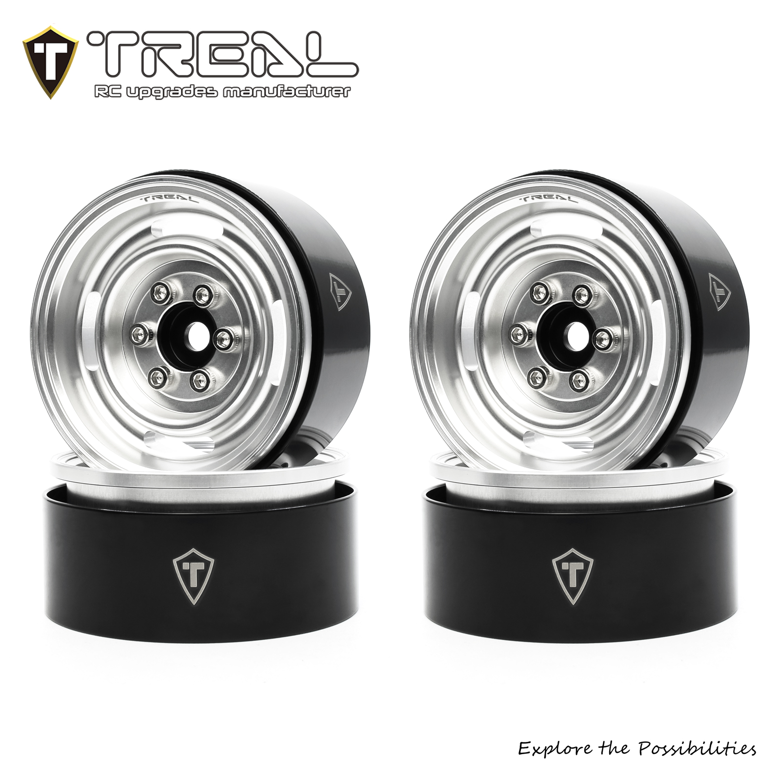 TREAL 1.9 Beadlock Wheel Rims Heavy Duty Vintage Style CNC 1.9 Inch ...