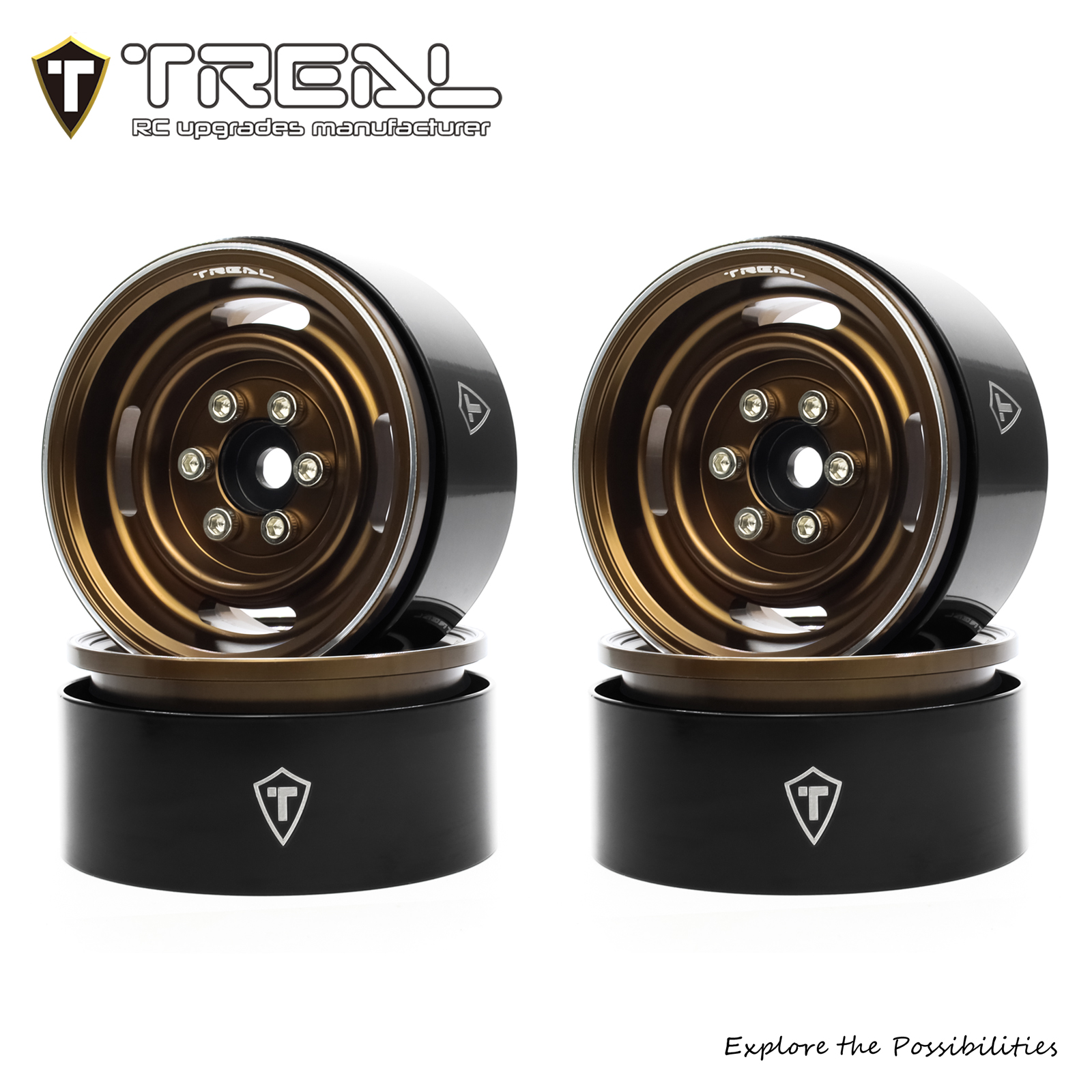 TREAL 1.9 Beadlock Wheel Rims Heavy Duty Vintage Style CNC 1.9 Inch ...