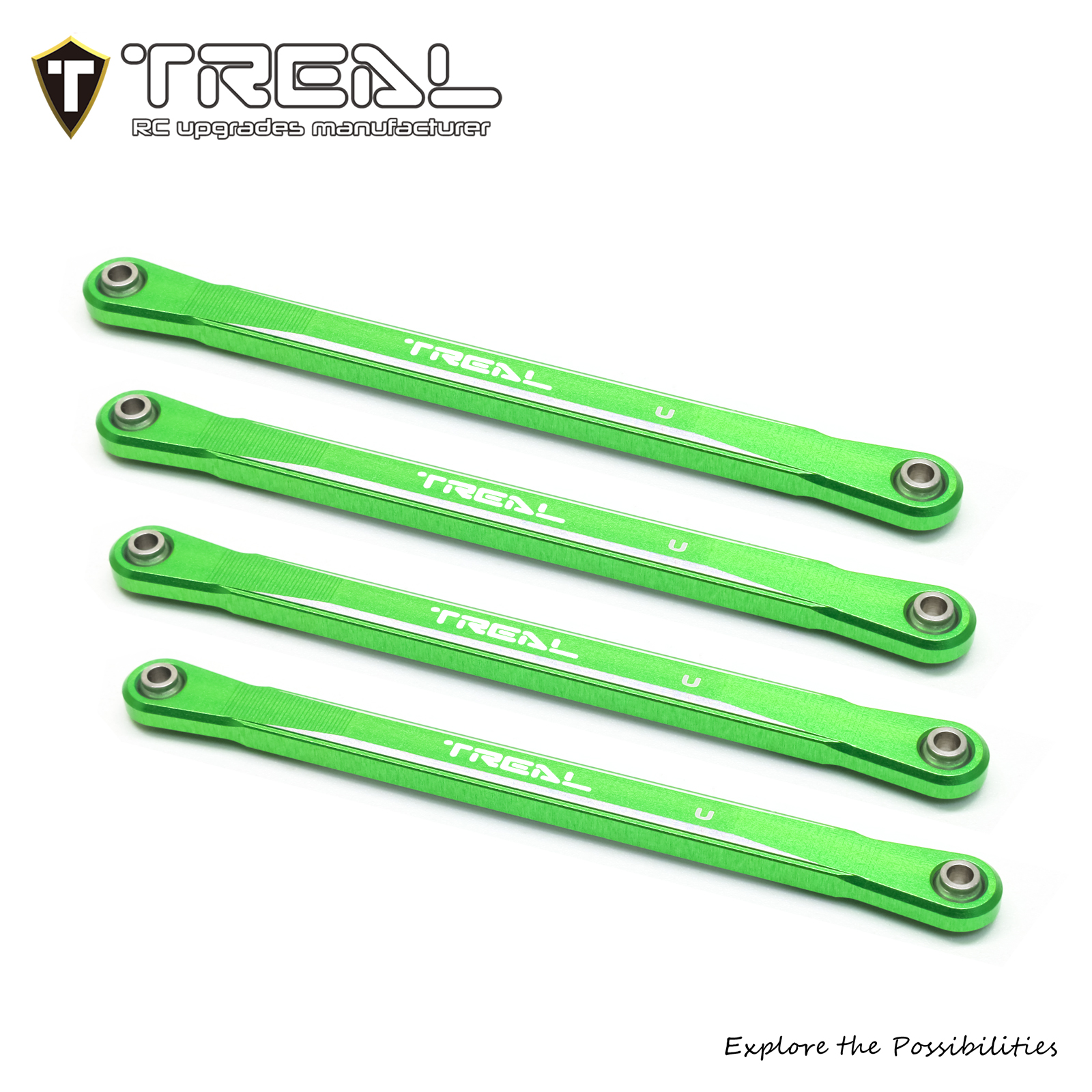 TREAL Aluminum Upper 4-link Bar Set (4) Chassis Links for 1/18 Mini LMT ...