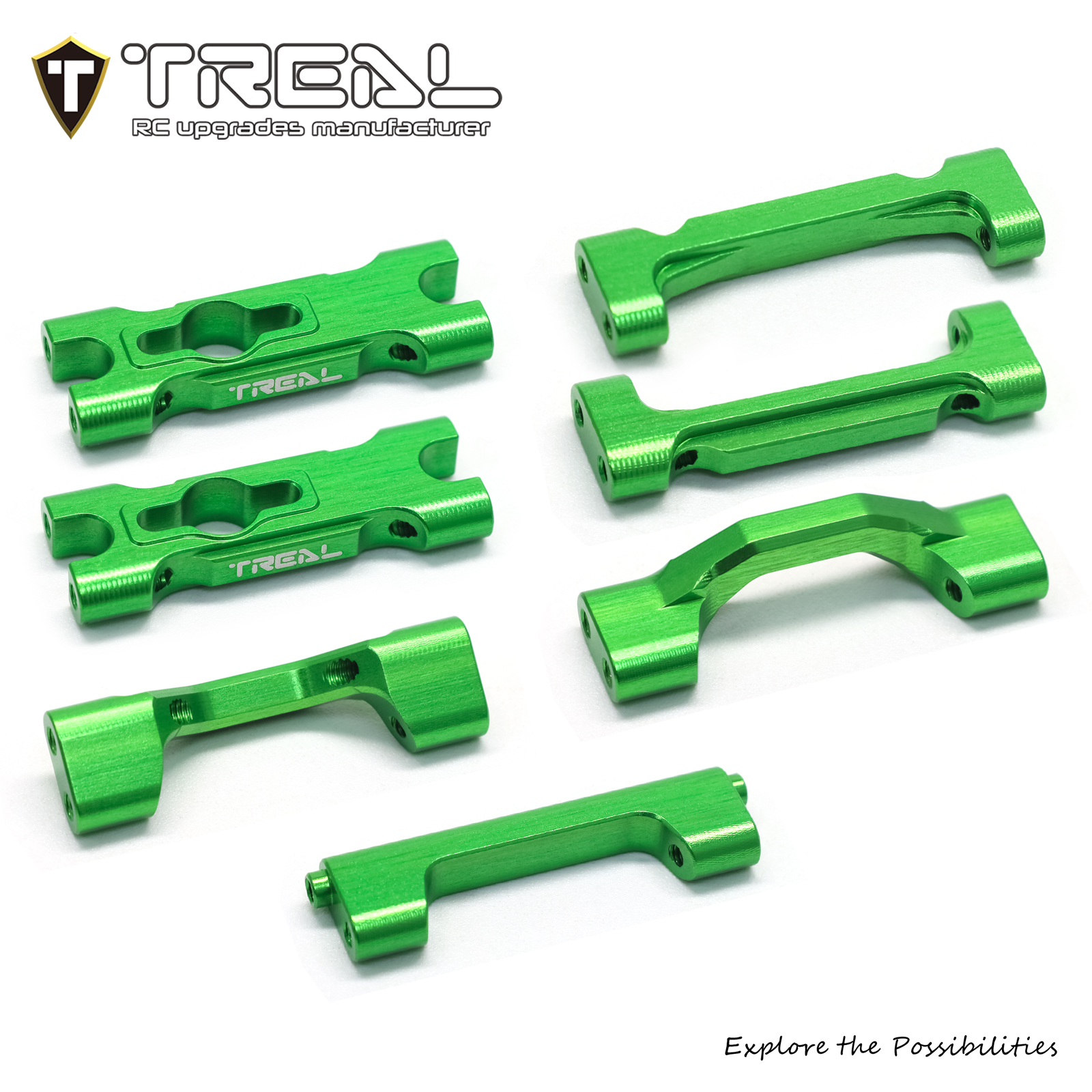 TREAL Aluminum 7075 Chassis Cross Brace Set (7pcs) for 1/18 Mini LMT ...