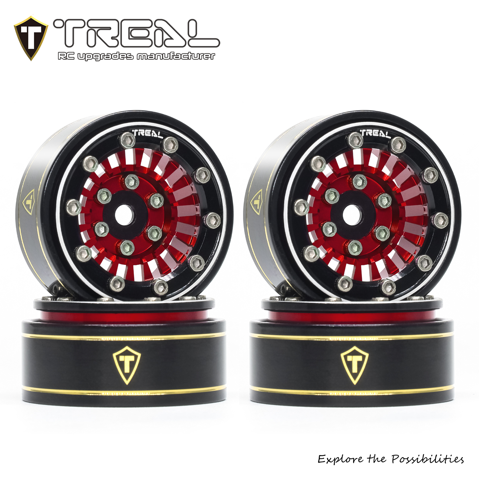 TREAL SCX24 Wheels 1.0'' Beadlock Wheels(4P) for 1/24 Micro RC SCX24 Bronco Gladiator C10 ...