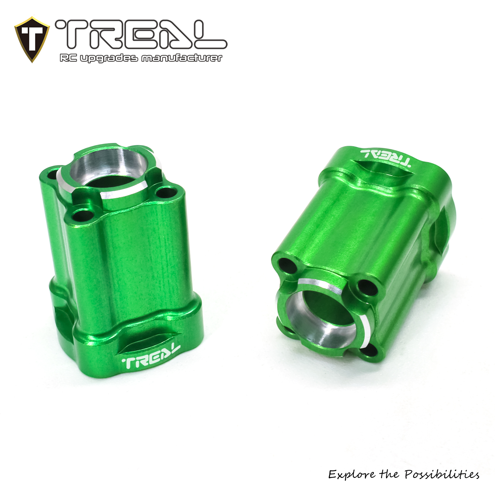 TREAL Aluminum 7075 Rear Hubs Axle Mount Set, 0 deg (L/R) for 1/18 Mini LMT