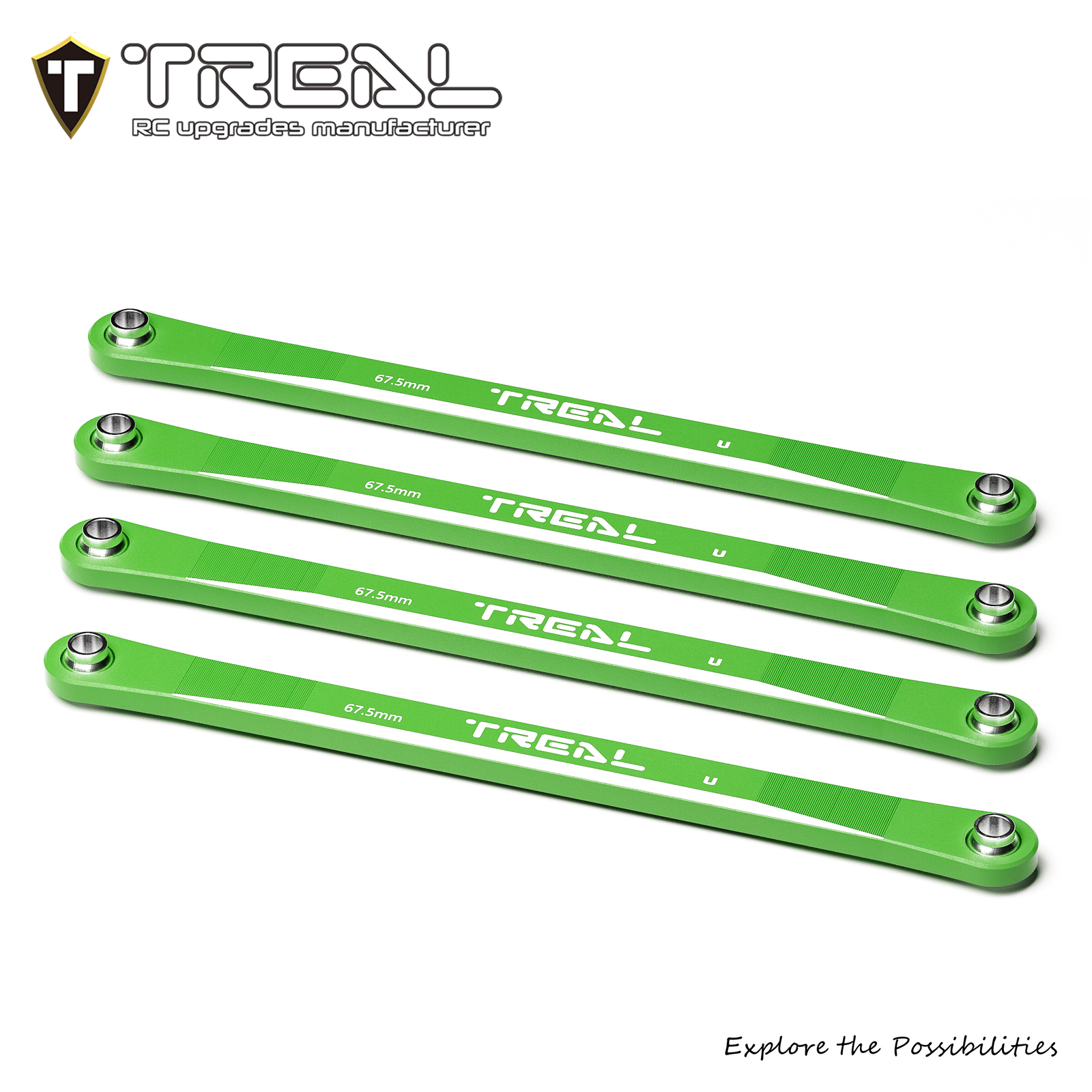 TREAL Aluminum Upper 4-link Bar Set (4) Chassis Links for 1/18 Mini LMT ...
