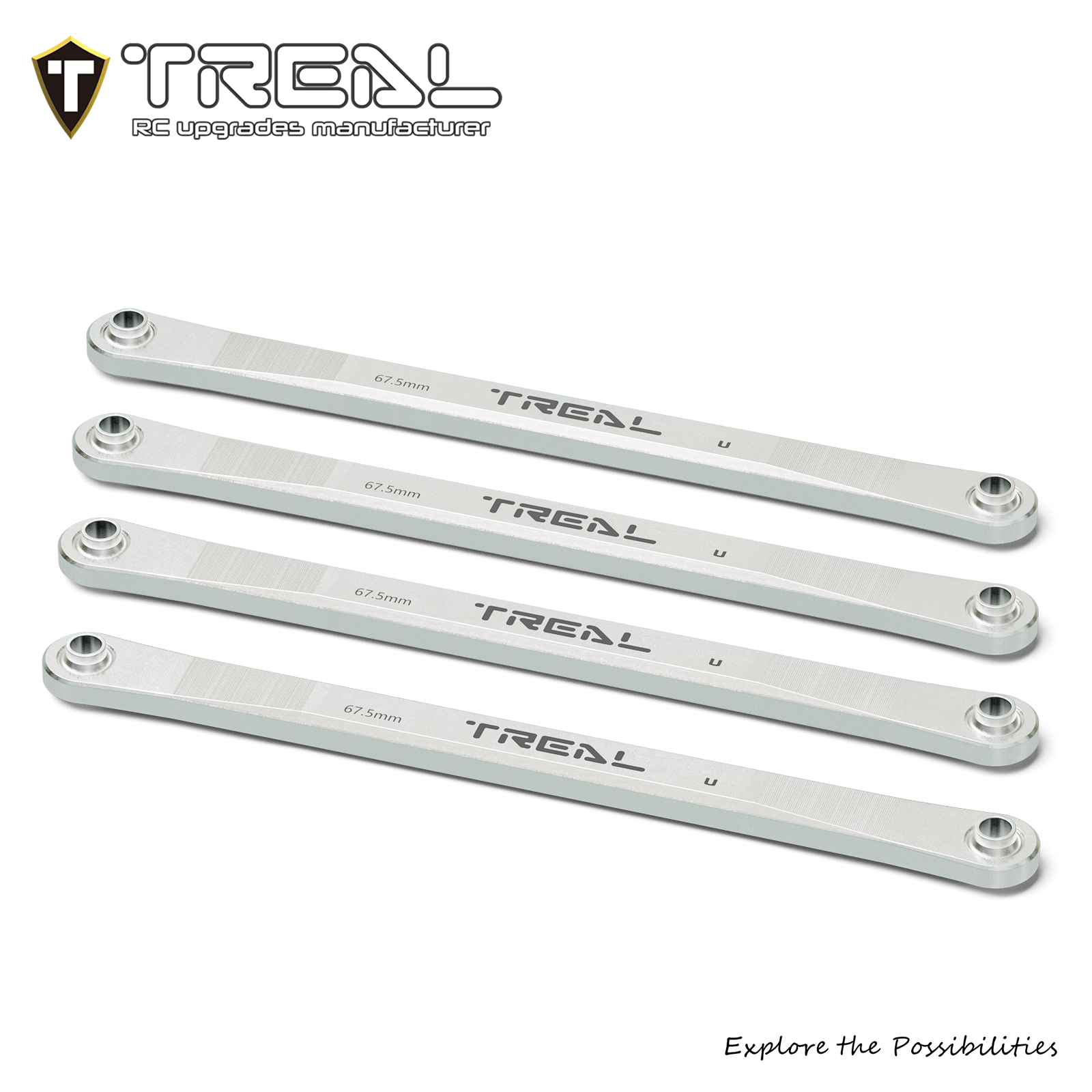 TREAL Aluminum Upper 4-link Bar Set (4) Chassis Links for 1/18 Mini LMT ...