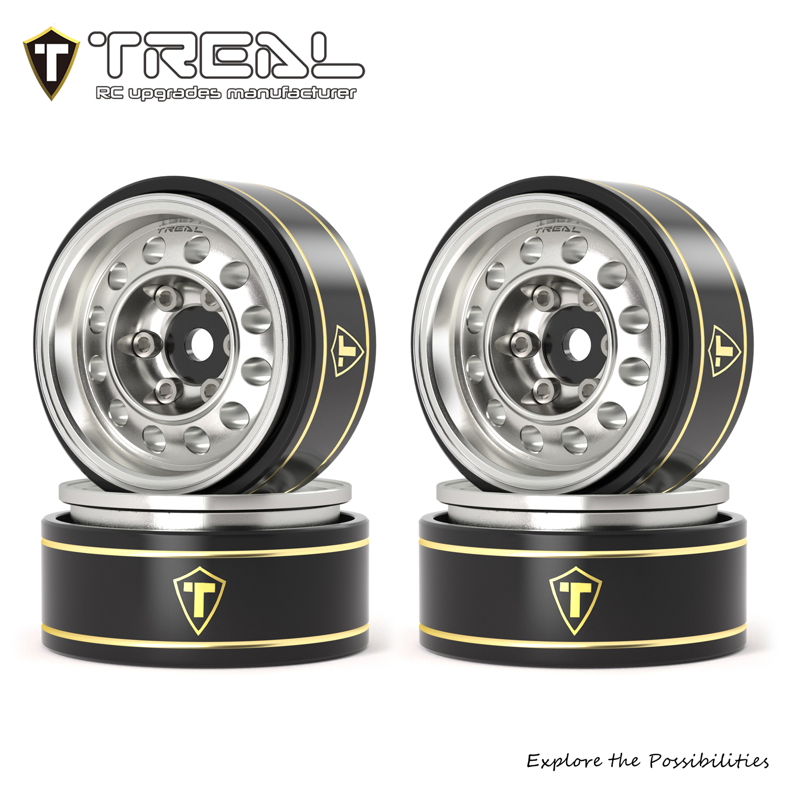 TREAL 1.0 Beadlock Wheels 12-Hole Classic Vintage Wagon Wheels for 1/24 ...