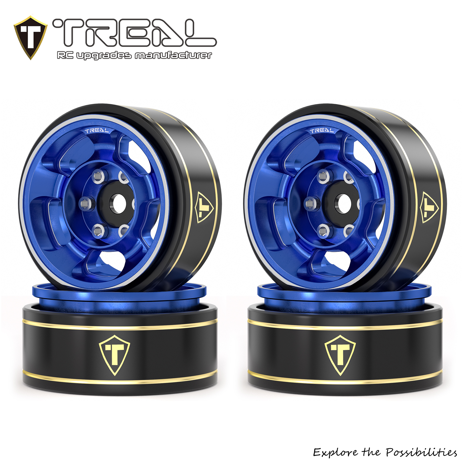 TREAL 1.0" Aluminum Beadlock Wheels for SCX24 FCX24 TRX4M