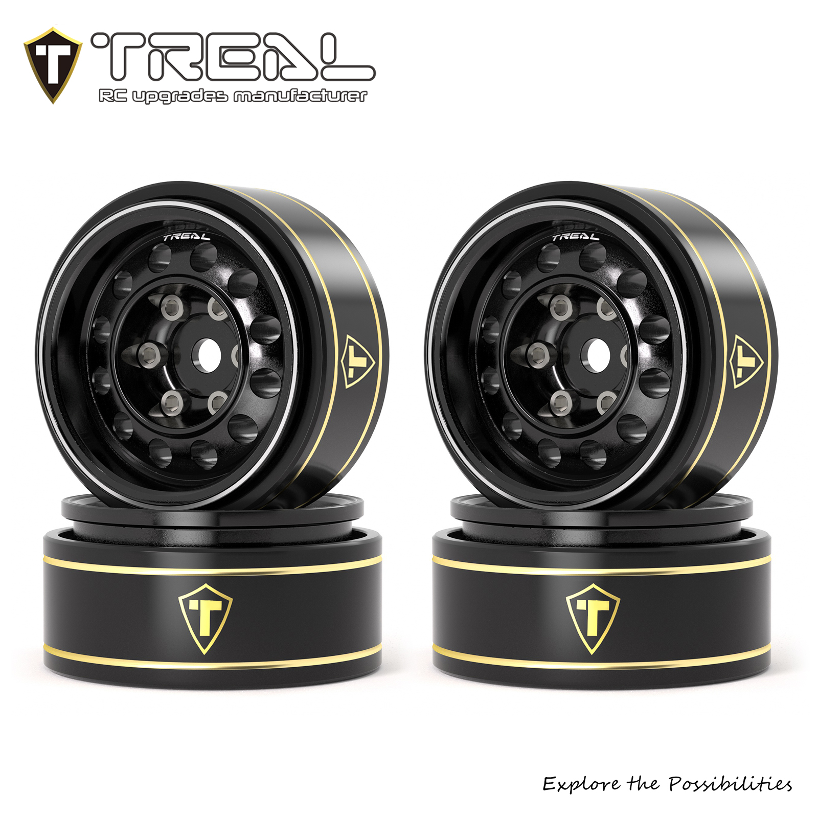 TREAL 1.0 Beadlock Wheels 12-Hole Classic Vintage Wagon Wheels for 1/24 ...