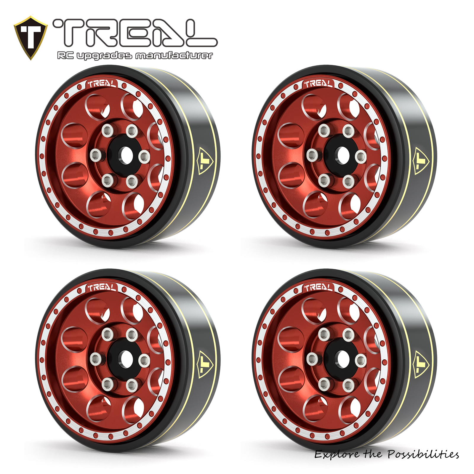 TREAL 1.0" Beadlock Wheels for SCX24 1/24 Crawler Brass Ring - rc rock crawler - RC Car Accessories