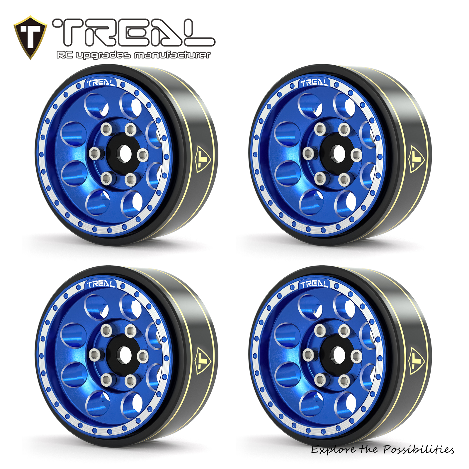 TREAL 1.0" Beadlock Wheels for SCX24 1/24 Crawler Brass Ring - rc rock crawler - RC Car Accessories