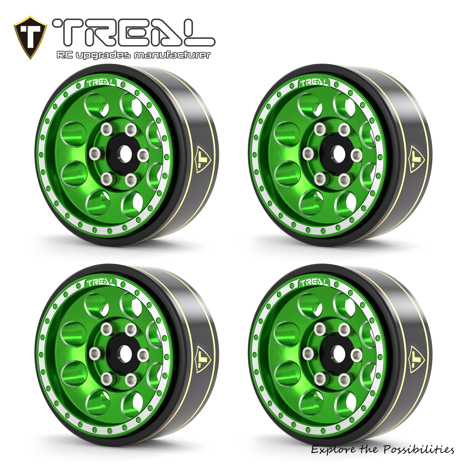 TREAL 1.0" Beadlock Wheels for SCX24 1/24 Crawler Brass Ring - rc rock crawler - RC Car Accessories