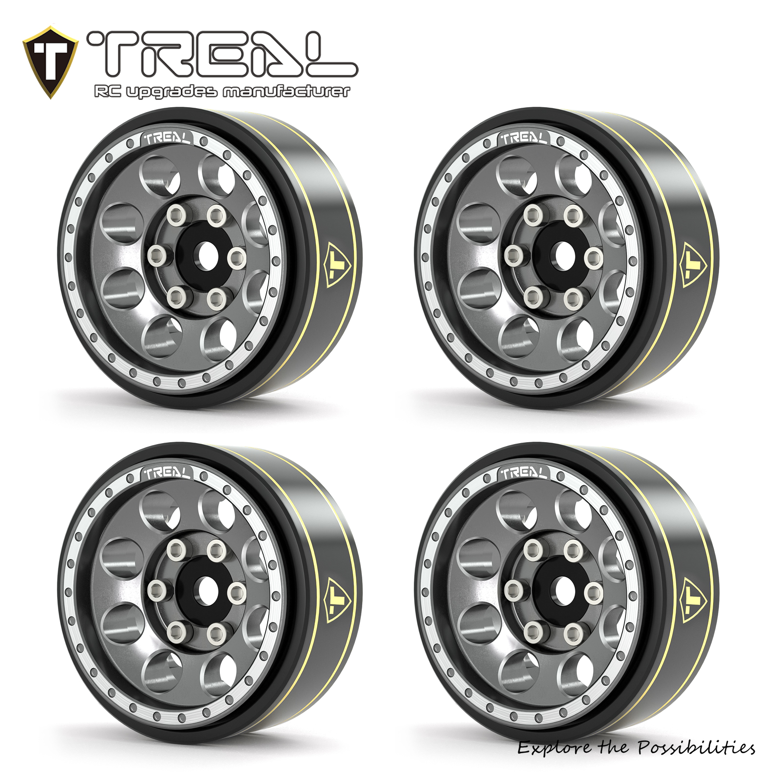 TREAL 1.0" Beadlock Wheels for SCX24 1/24 Crawler Brass Ring - rc rock crawler - RC Car Accessories
