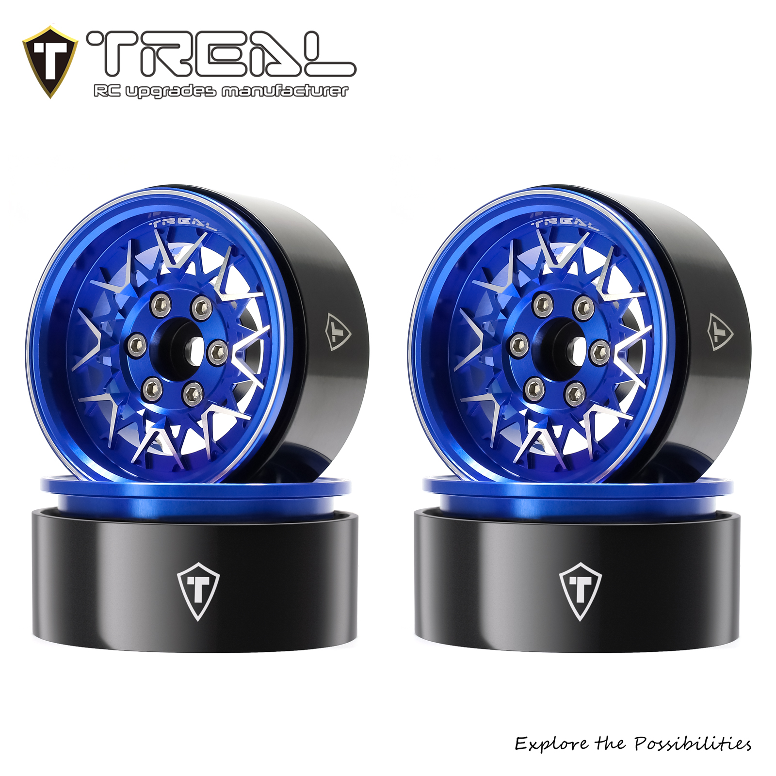 TREAL 1.9" Beadlock Wheels Fashion RC Rims for TRX4 SCX10 III - rc rock ...