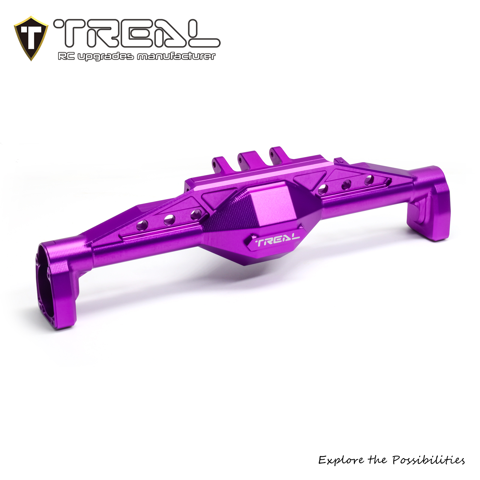 TREAL Aluminum 7075 Rear Axle Housing w Rear Hubs for Axial 1/8 AXP8 ...