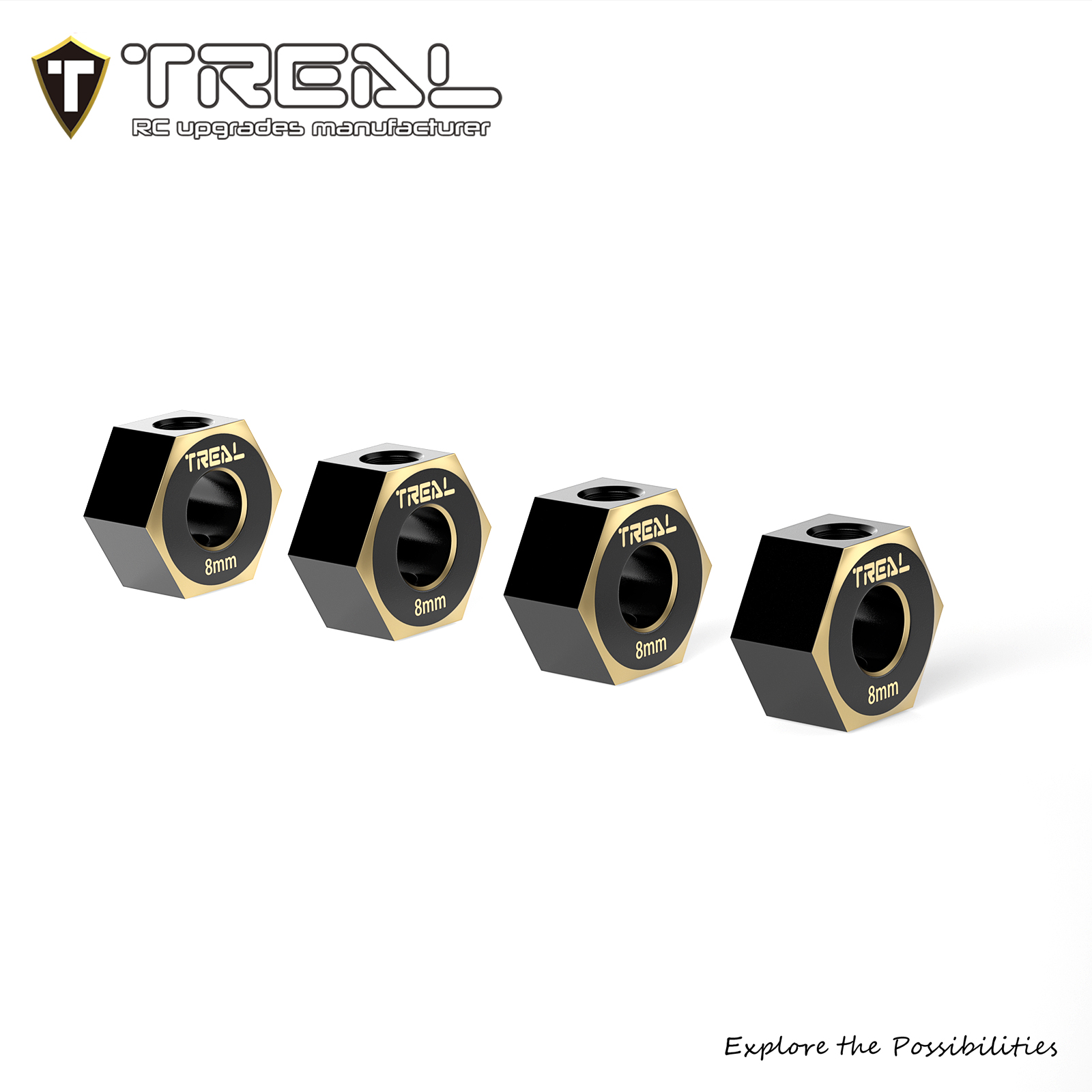 TREAL Brass Wheel Hex Hubs Adaptors Extended Hub for Axial 1/8 AXP8 Gilamon