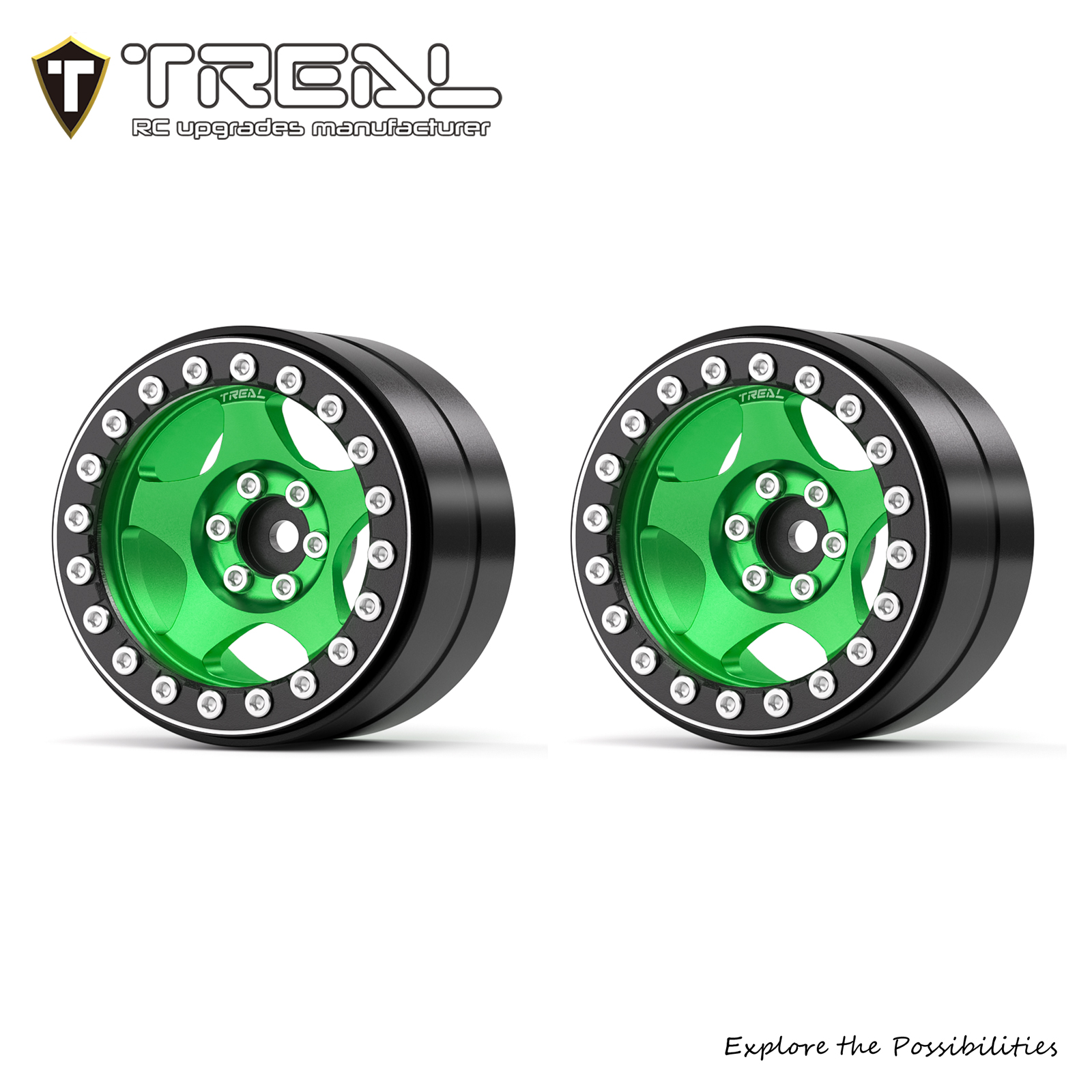 TREAL 2.2" Aluminum Beadlock Wheels (2pcs) for Axial Ryft Wraith RR10 ...