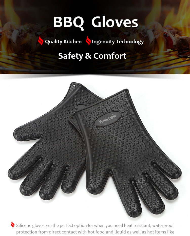Silicone Cooking Mitt, Grilling Mitt, Heat Resistant Mitt BBQ Kitchen ...