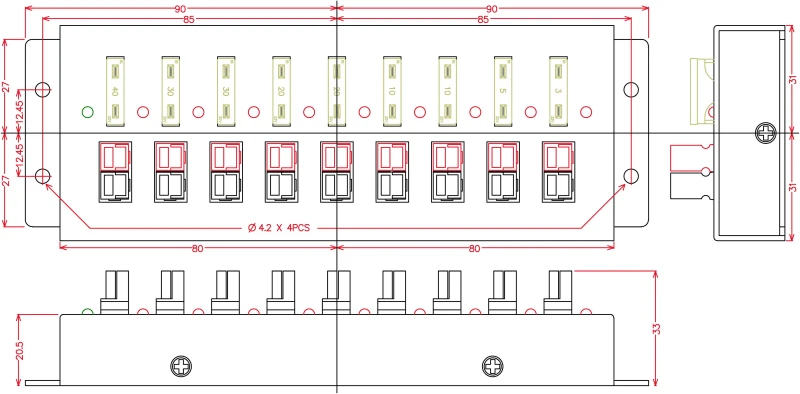 Chunzehui F-1005 9 Port 40A Anderson Powerpole Connector Power Splitter ...