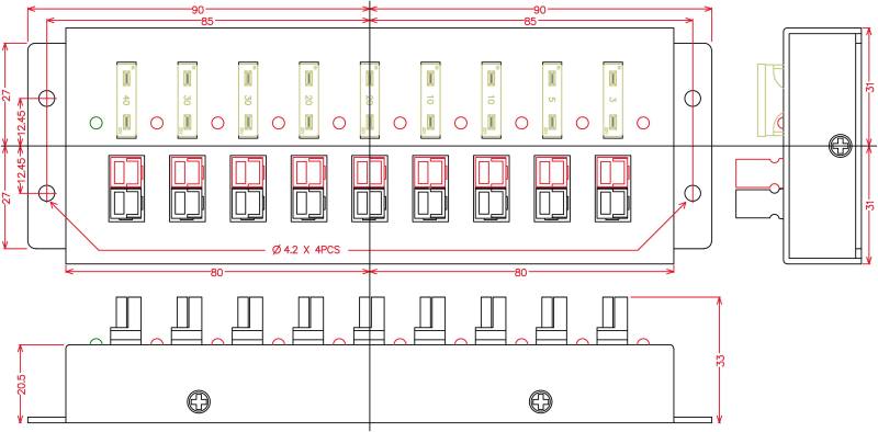 Chunzehui F-1005 9 Port 40A Anderson Powerpole Connector Power Splitter ...