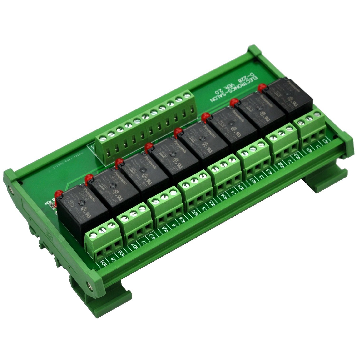 ELECTRONICS-SALON DIN Rail Mount 8 SPDT Power Relay Interface Module ...