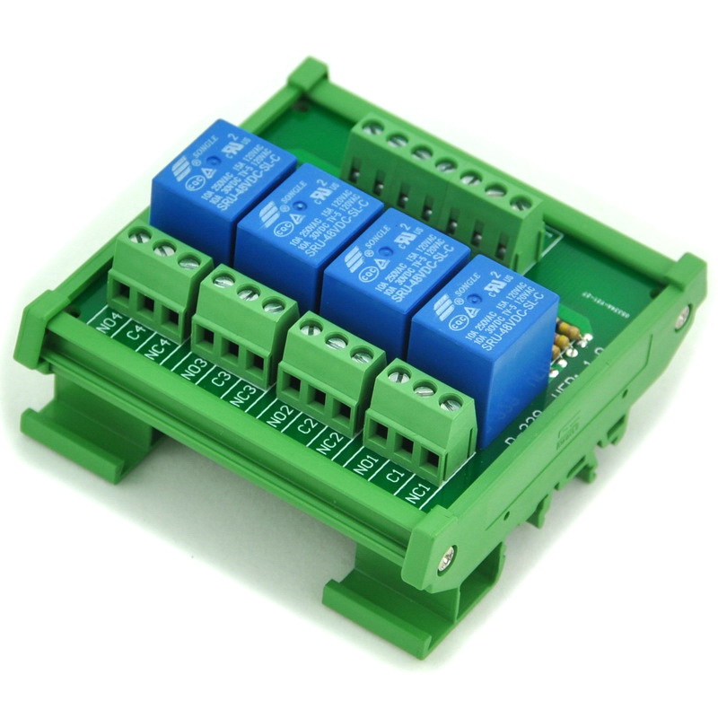 ELECTRONICS-SALON DIN Rail Mount 4 SPDT Power Relay Interface Module ...