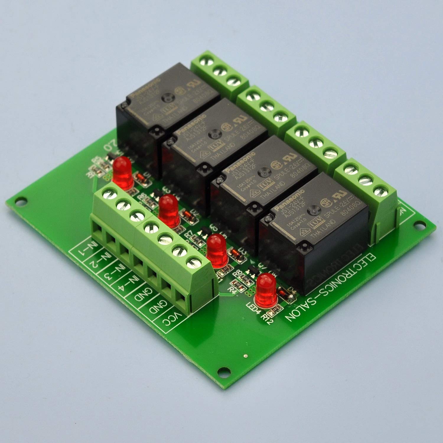ELECTRONICS-SALON 4 SPDT 10Amp Power Relay Module, DC 24V Version ...