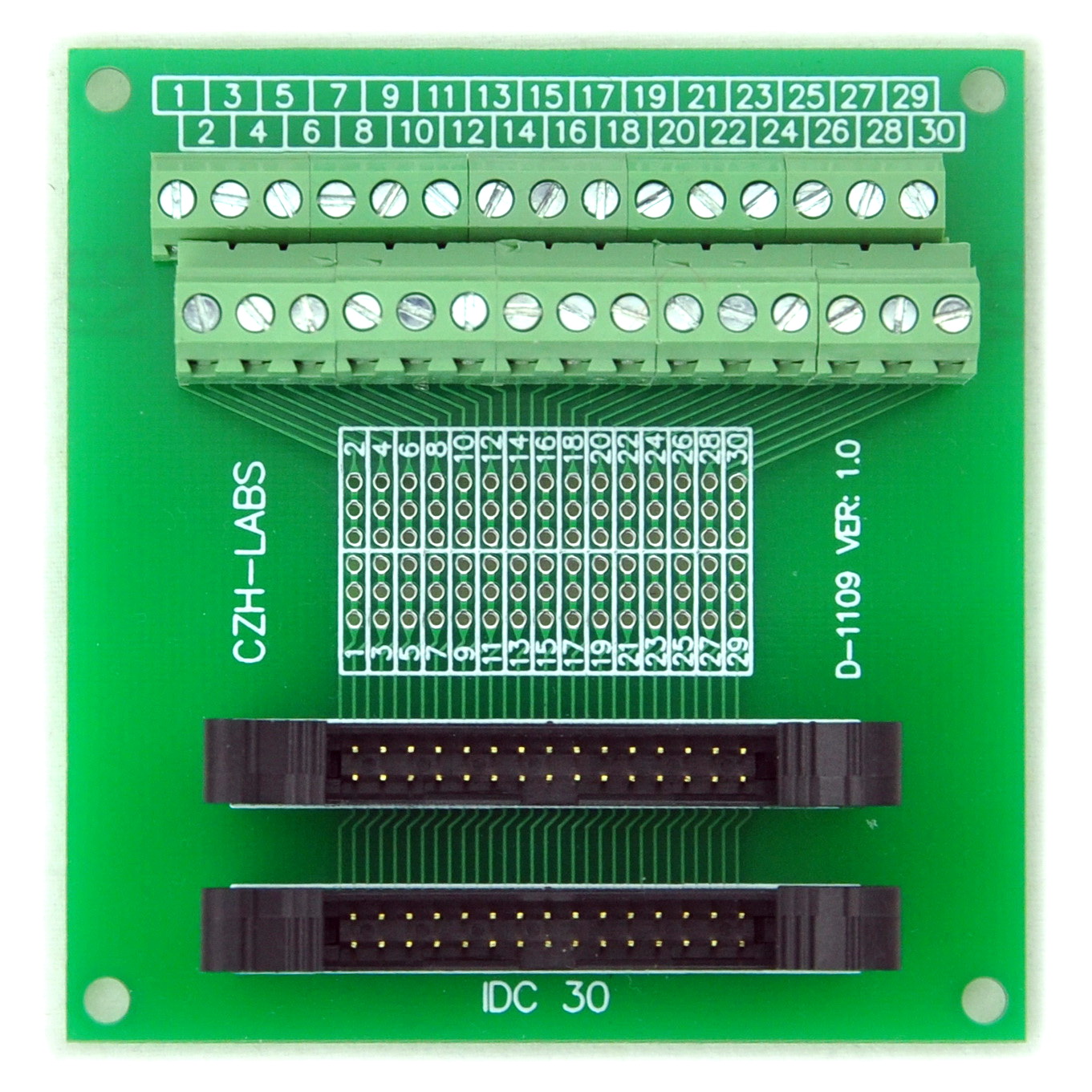 CZH-LABS Dual IDC-30 Pitch 2.0mm Male Header Terminal Block Breakout ...