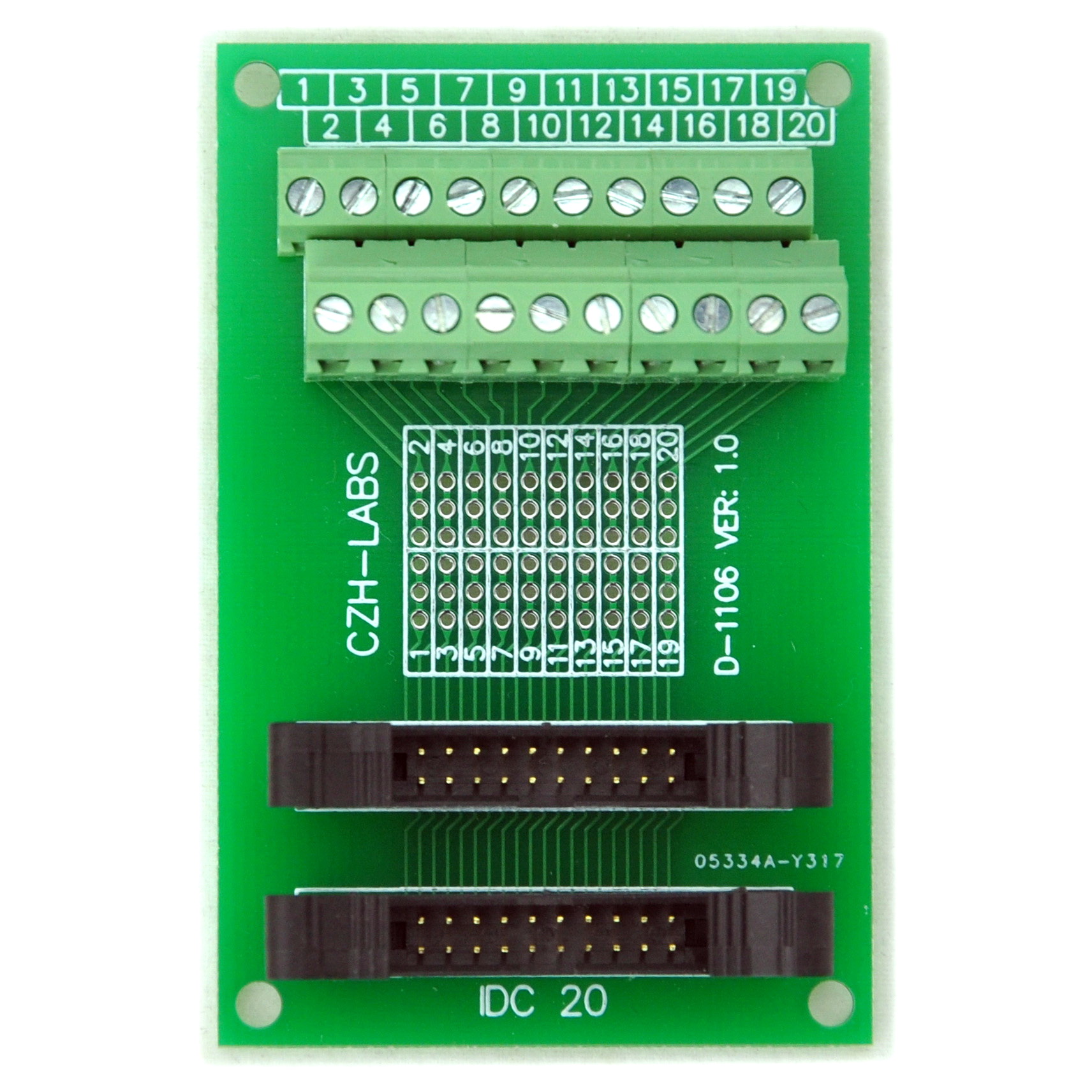 CZH-LABS Dual IDC-20 Pitch 2.0mm Male Header Terminal Block Breakout ...