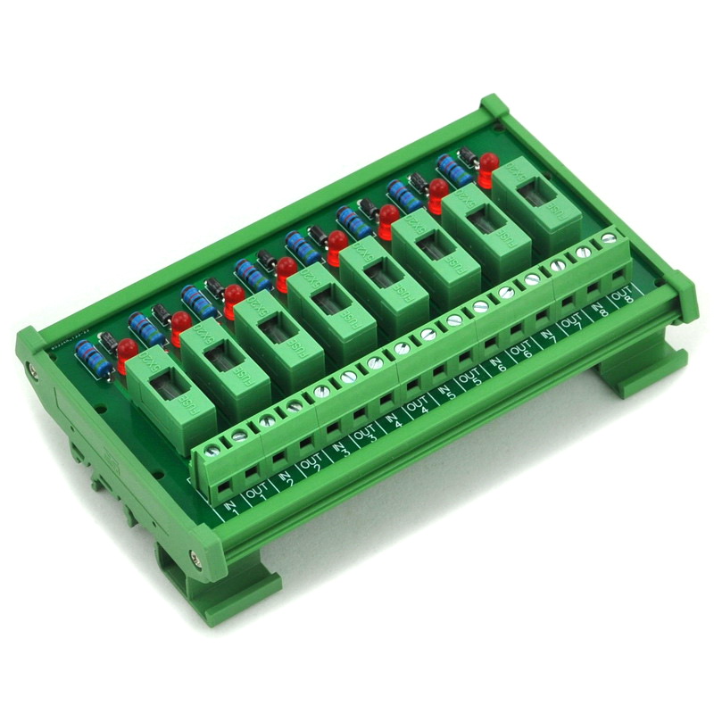 Electronics-Salon DIN Rail Mount 100~250VAC 8 Channel Fuse Interface ...