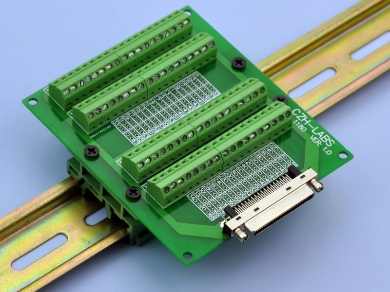CZH-LABS DIN Rail Mount 68-Pin VHDCI DSUB SCSI-5 Screw Terminal Block Breakout Board. CZH-LABS D ...