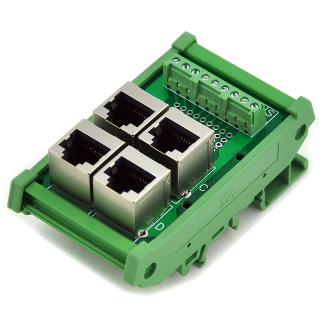 ELECTRONICS-SALON RJ45 8P8C 4-Way Buss Board DIN Rail Mount Interface ...