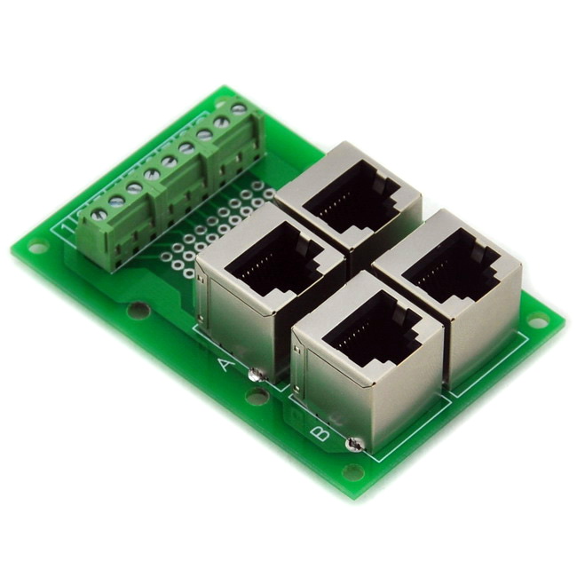 ELECTRONICS-SALON RJ45 8P8C Jack 4-Way Buss Breakout Board, Terminal ...