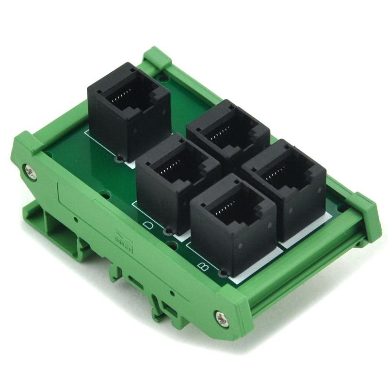 ELECTRONICS-SALON RJ45 8P8C 5 Jacks Splitter DIN Rail Mounted Interface ...