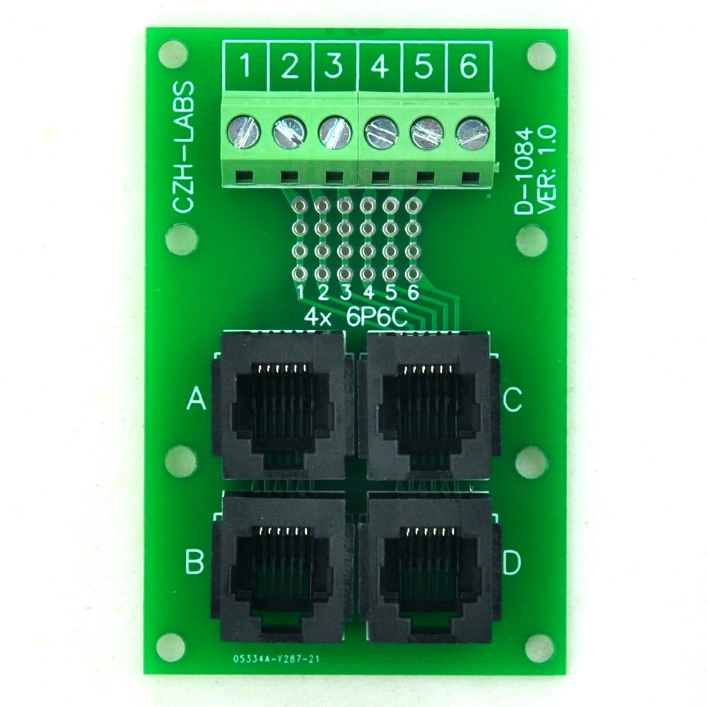 CZH-LABS RJ11/RJ12 6P6C 4-Way Buss Board Interface Module with Simple ...