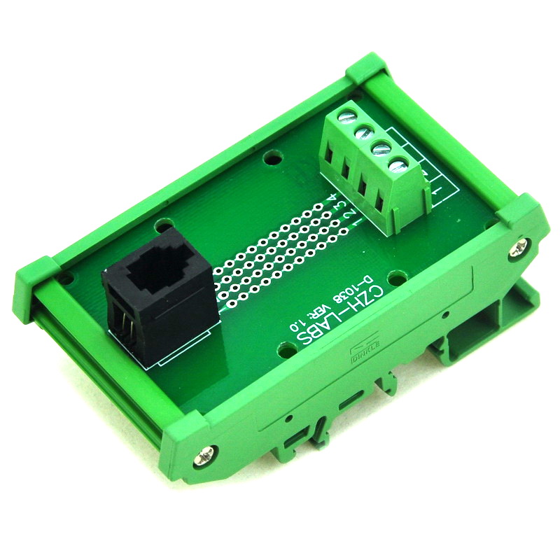 CZH-LABS RJ9 4P4C DIN Rail Mount Interface Module, Vertical Jack. CZH ...