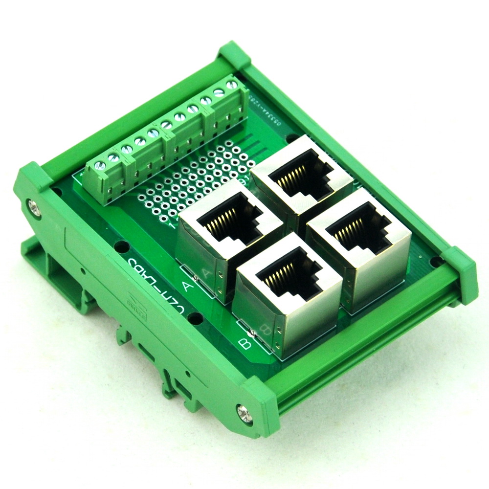 CZH-LABS DIN Rail Mount RJ50 10P10C 4-Way Buss Board Interface Module ...