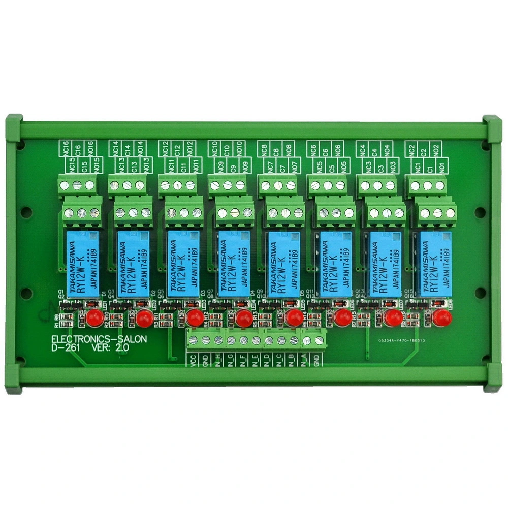 ELECTRONICS-SALON DIN Rail Mount 8 DPDT Signal Relay Interface Module ...