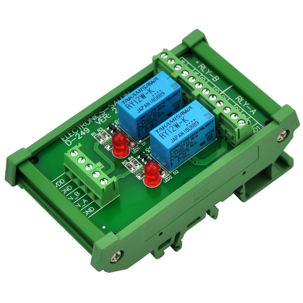 ELECTRONICS-SALON DIN Rail Mount 2 DPDT Signal Relay Interface Module, DC 12V Version ...