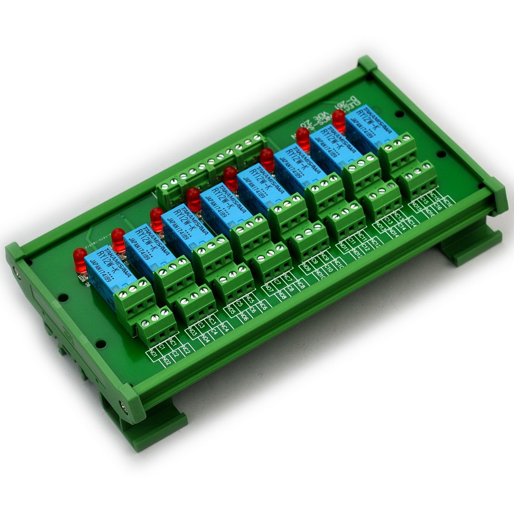 ELECTRONICS-SALON DIN Rail Mount 8 DPDT Signal Relay Interface Module ...