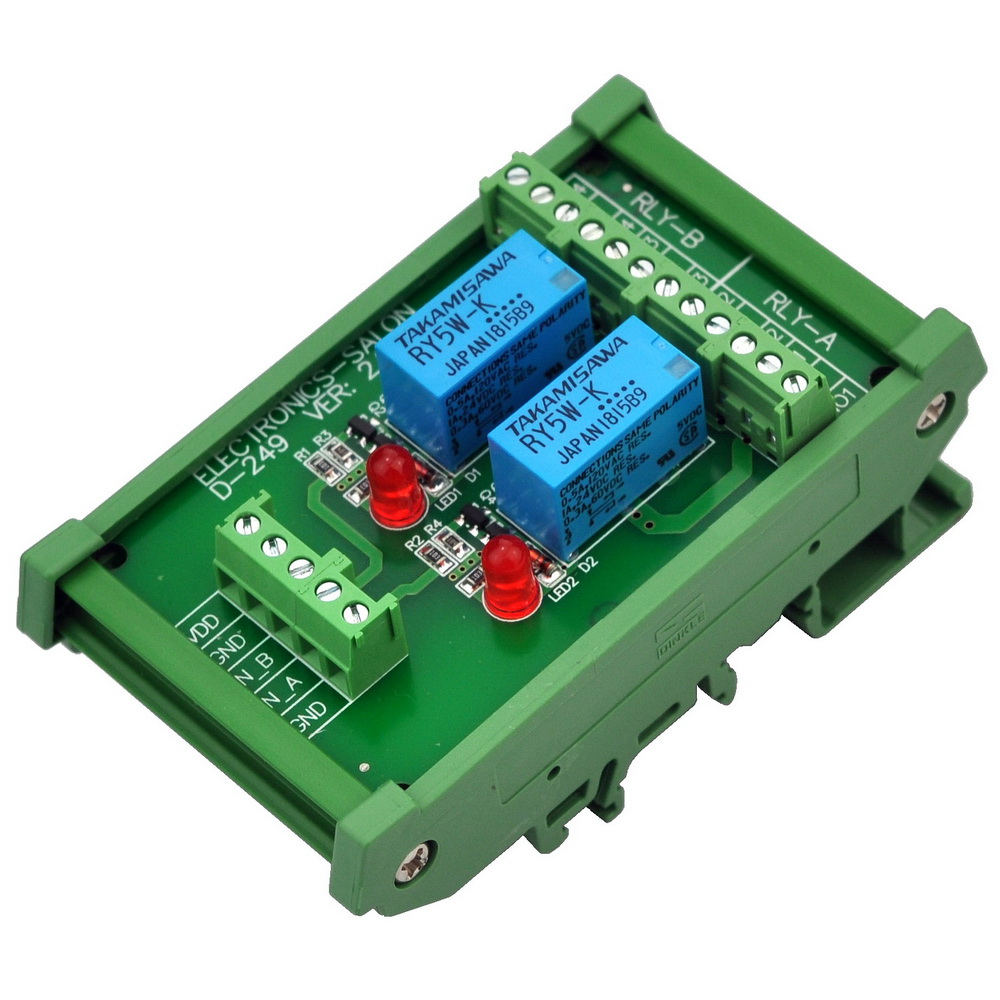 ELECTRONICS-SALON DIN Rail Mount 2 DPDT Signal Relay Interface Module, DC 5V Version ...