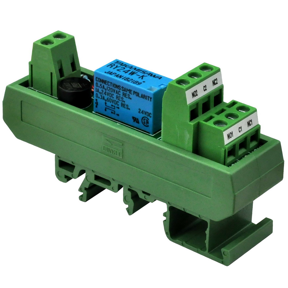 AC/DC 24V Slim DIN Rail Mount DPDT Signal Relay Interface Module, RY24W-K.