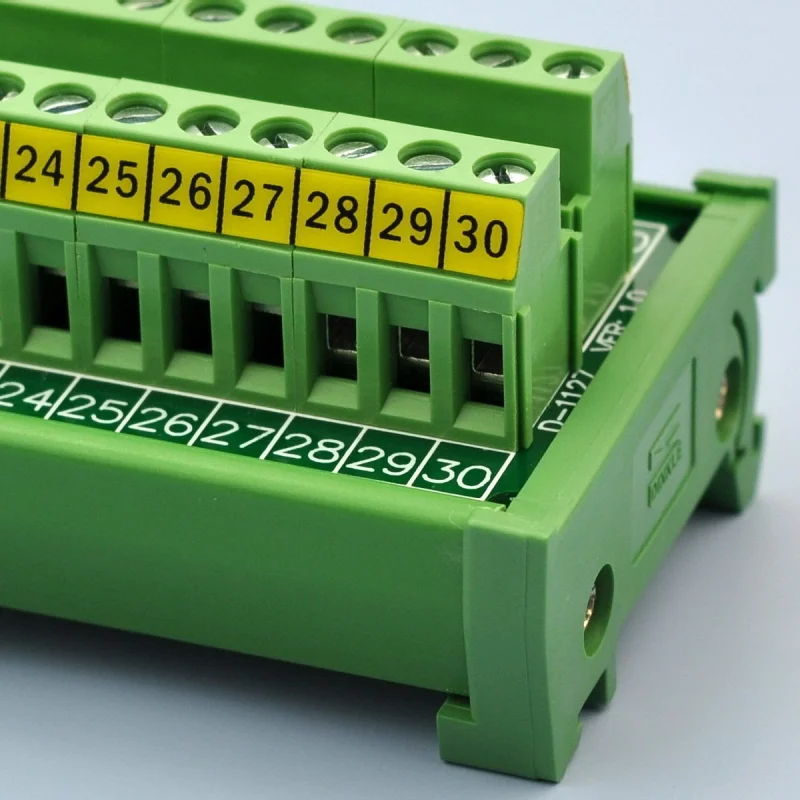 CZH-LABS DIN Rail Mount 24A/400V 30 Position Screw Terminal Block ...