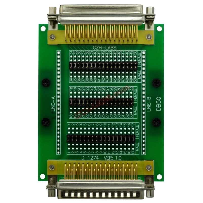CZH-LABS DIN Rail Mount D'sub DB50 Diagnostic Test Breakout Board, DSUB ...