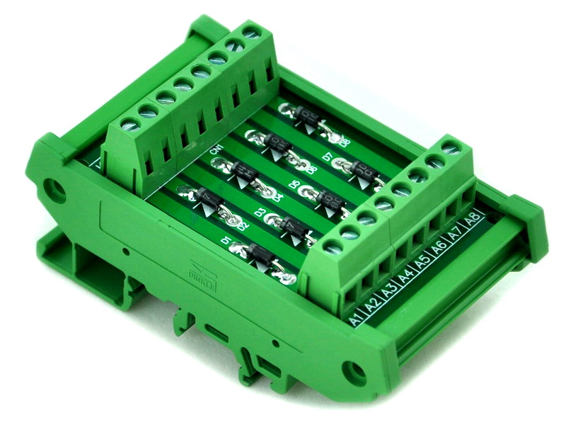 ELECTRONICS-SALON DIN Rail Mount 8 Individual Diode Module, 1N4007 1A ...