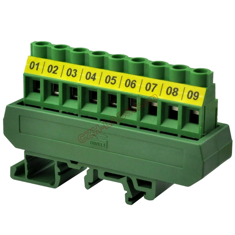 Slim DIN Rail Mount 30A/300V 1x9 Position Screw Terminal Block ...